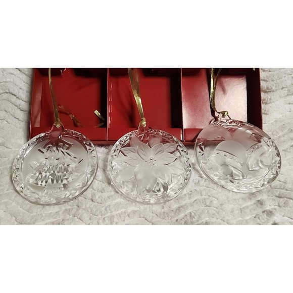 Mikasa | Holiday | Rare Mikasa Poinsettatreebells Frosted Crystal ...